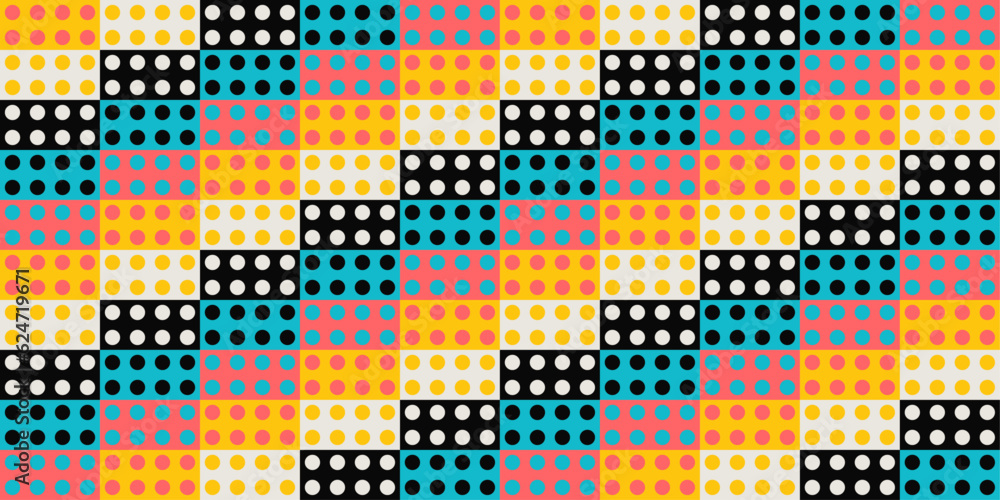 A grid of rectangles with small circles inside. Vector grid of simple ...