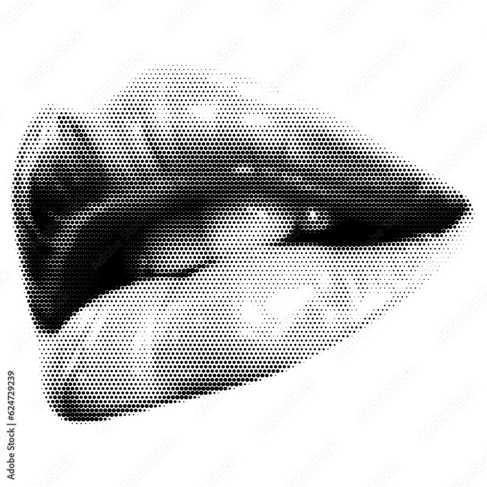 Woman kiss lips as retro halftone collage cutouts for mixed media ...