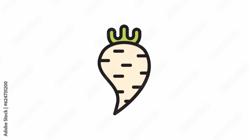 Radish, Vegetables animated icon on transparent background. Stock 비디오 ...