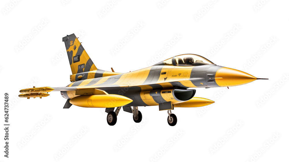 Orange fighter jet f16 toy model isolated on white transparent ...