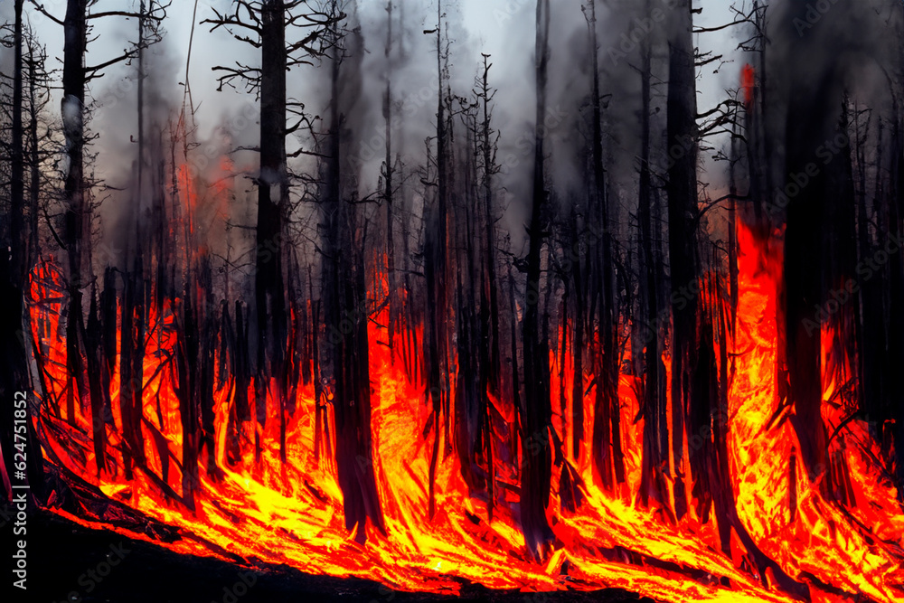 Forest fire on the island of Rhodes, Rodes, Greece. Forest fire in ...
