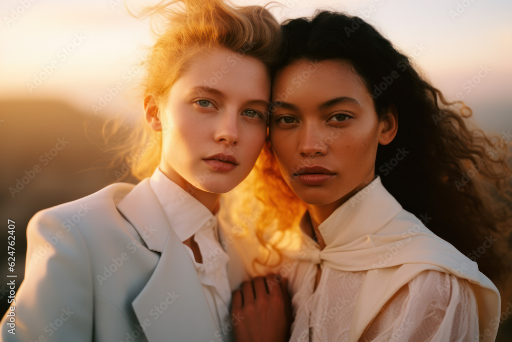 female friends/models/lgbtq + couple in magazine editorial fashion ...