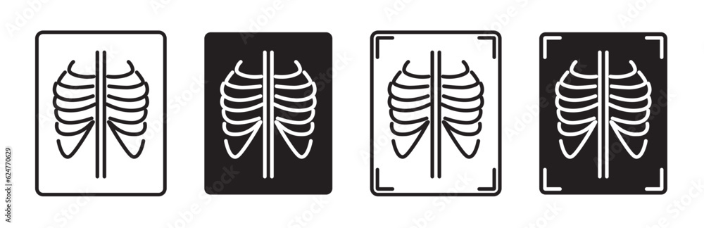 Vetor de X-ray icon set. chest and lung medical xray symbol. radiology ...