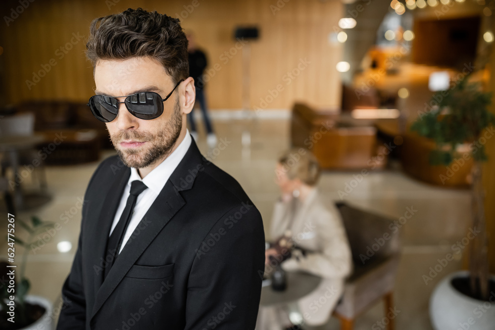 private security service, personal safety concept, handsome bodyguard ...