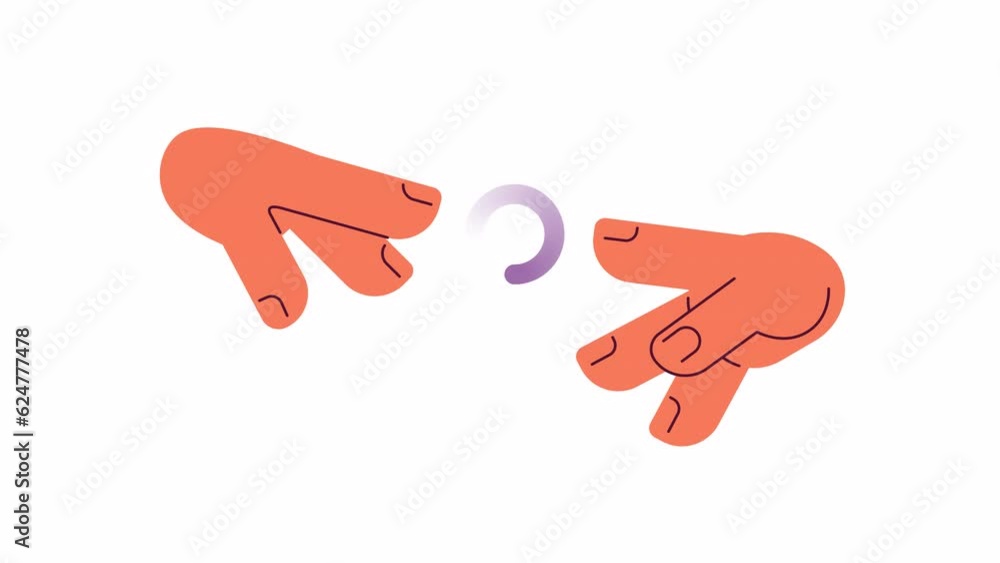 Hands reaching to touch 2D loading circle animation. Adam creation ...