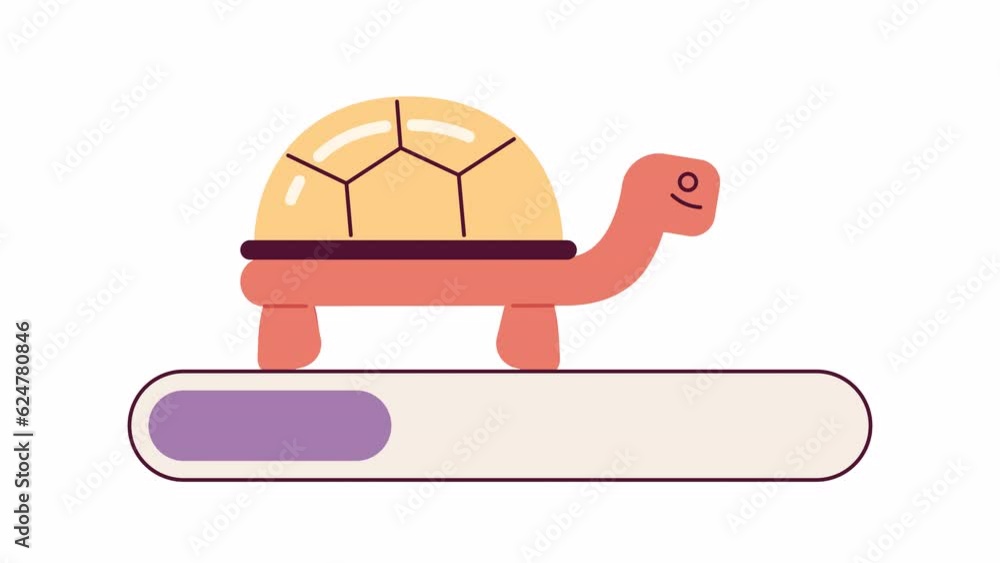 Pond turtle walking 2D loading bar animation. Tortoise activity ...
