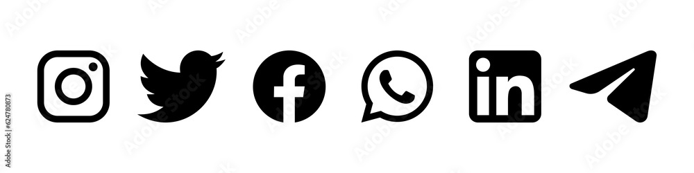 Social media icon set isolated on white, facebook, twitter, instagram ...