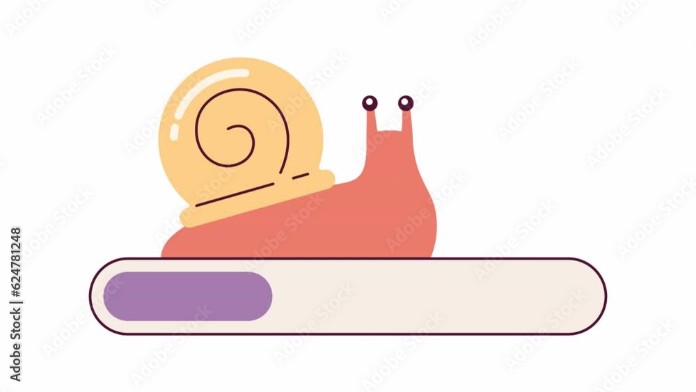 Slow snail crawling 2D loading bar animation. Schnecke animated cartoon ...