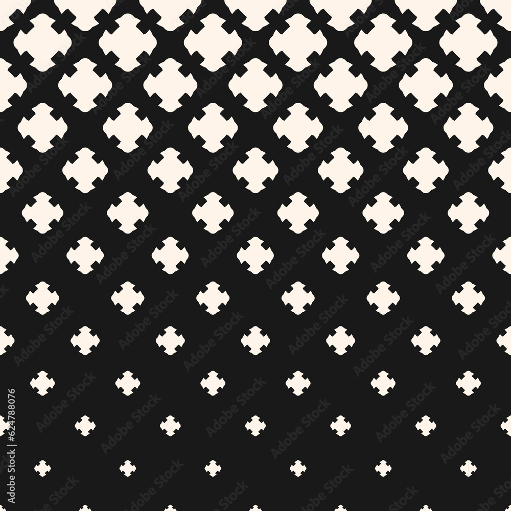 Vector halftone texture, black and white abstract pattern. Horizontally ...
