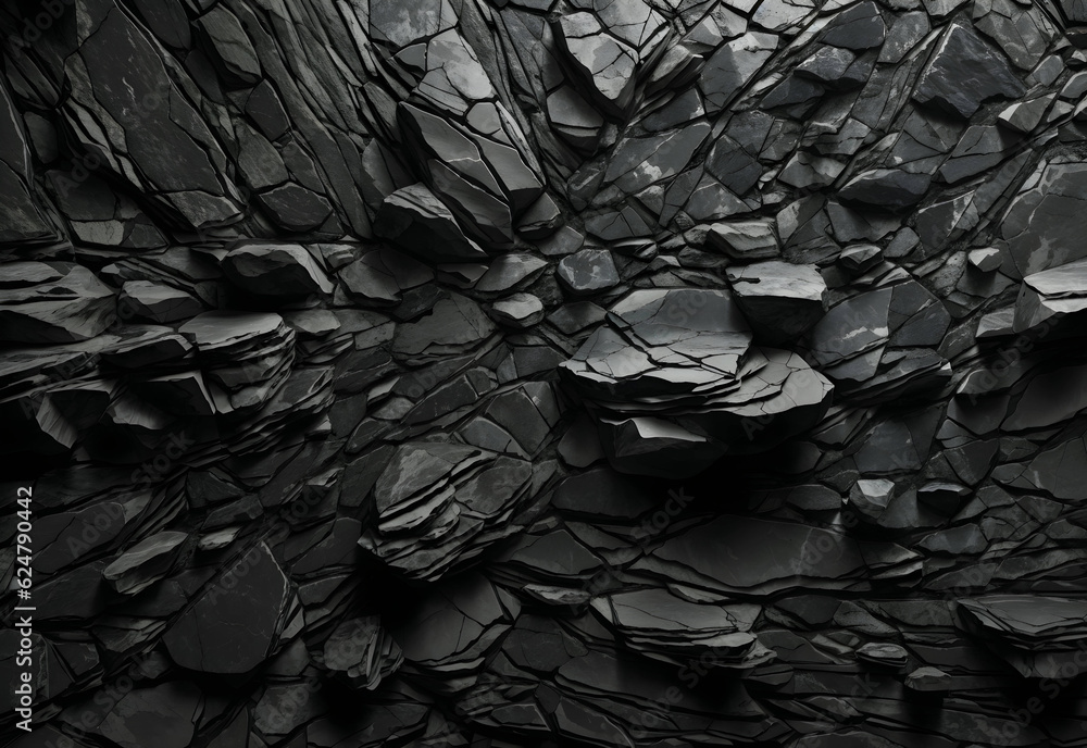 Ethereal Rock Veins: Volumetric Texture with Cracks. Captivating Black ...