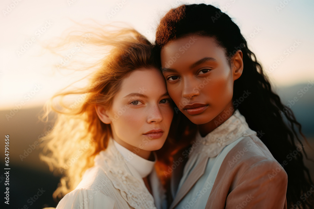 female friends/models/lgbtq + couple in magazine editorial fashion ...