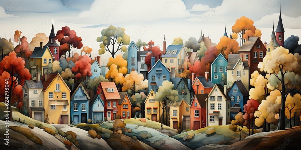 AI Generated. AI Generative. Abstract geometric shapes city town ...