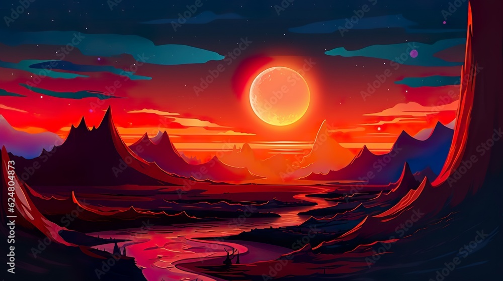 Abstract background eclipse. A stunning red eclipse illustration steals ...