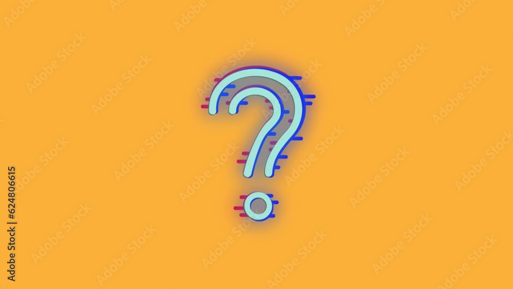 Question mark animation sign. Neon color digital 3D big question look ...