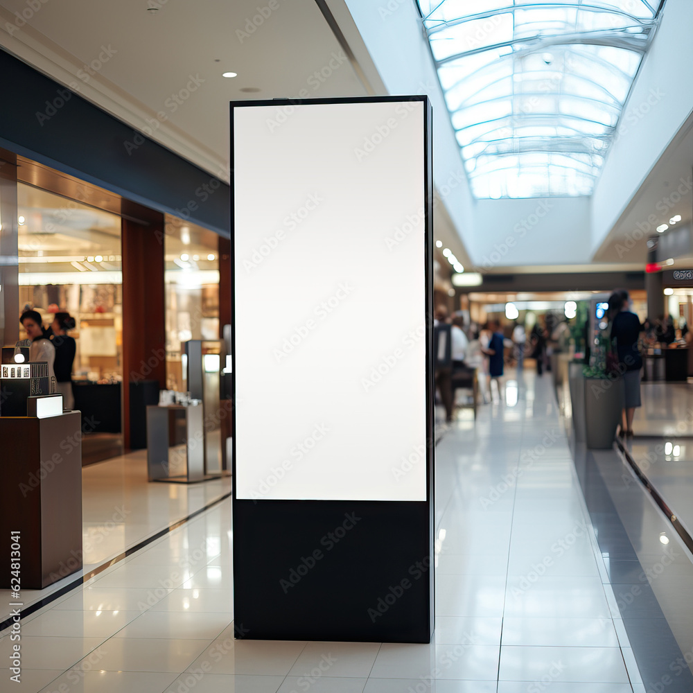 Blank customizable digital signage screen in a public location ...