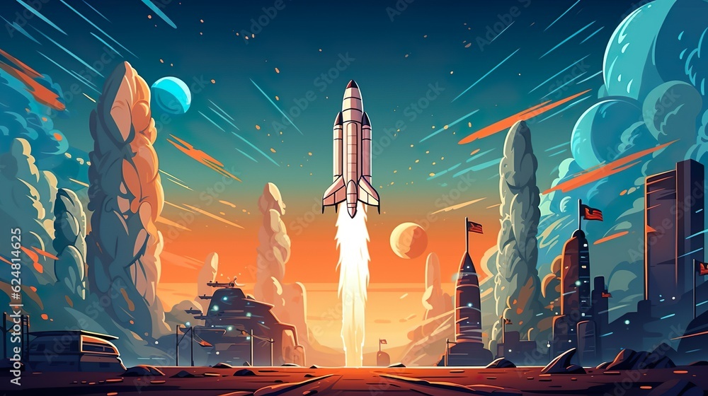 Abstract background rockets and space. The thrill of space exploration ...