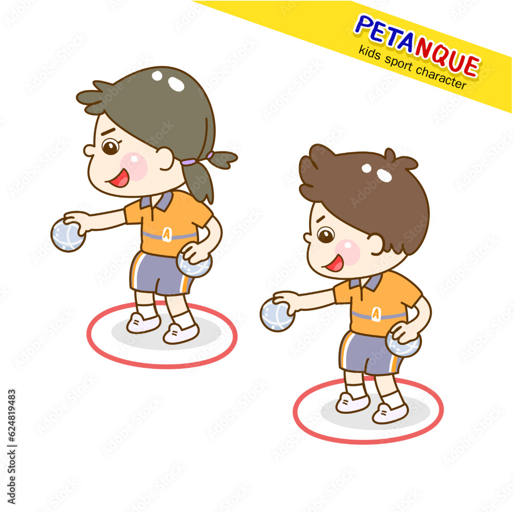 Cartoon kids playing Petanque character. Stock Vector | Adobe Stock