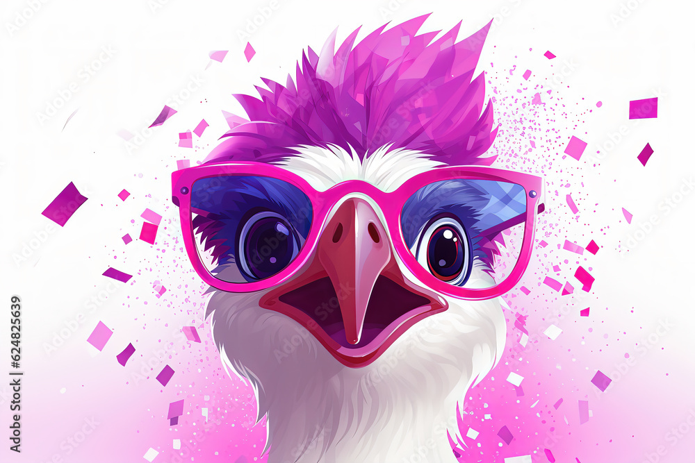 cute cartoon emu with confetti sprinkles, a low poly illustration ...