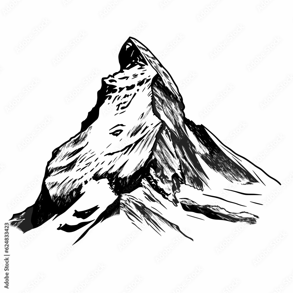 Matterhorn hand-drawn comic illustration. Matterhorn. Vector doodle ...