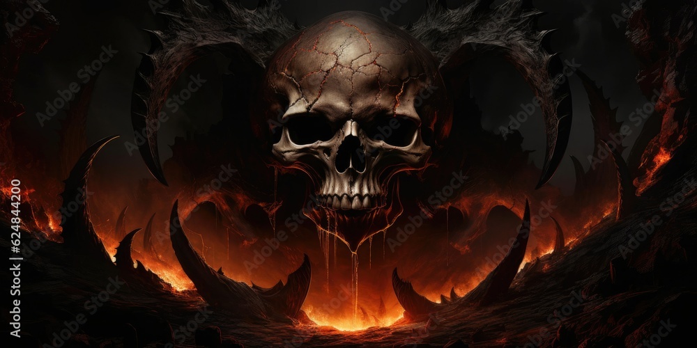 Terrifying giant skeleton skull gateway to demonic lord of hatred in ...