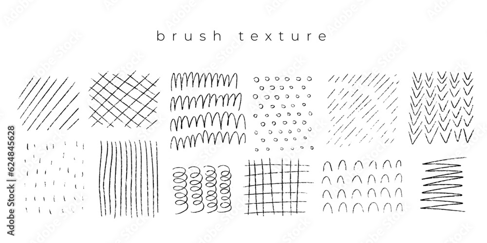 Poster Different types of hatching, hand drawn textured patterns – Wall ...