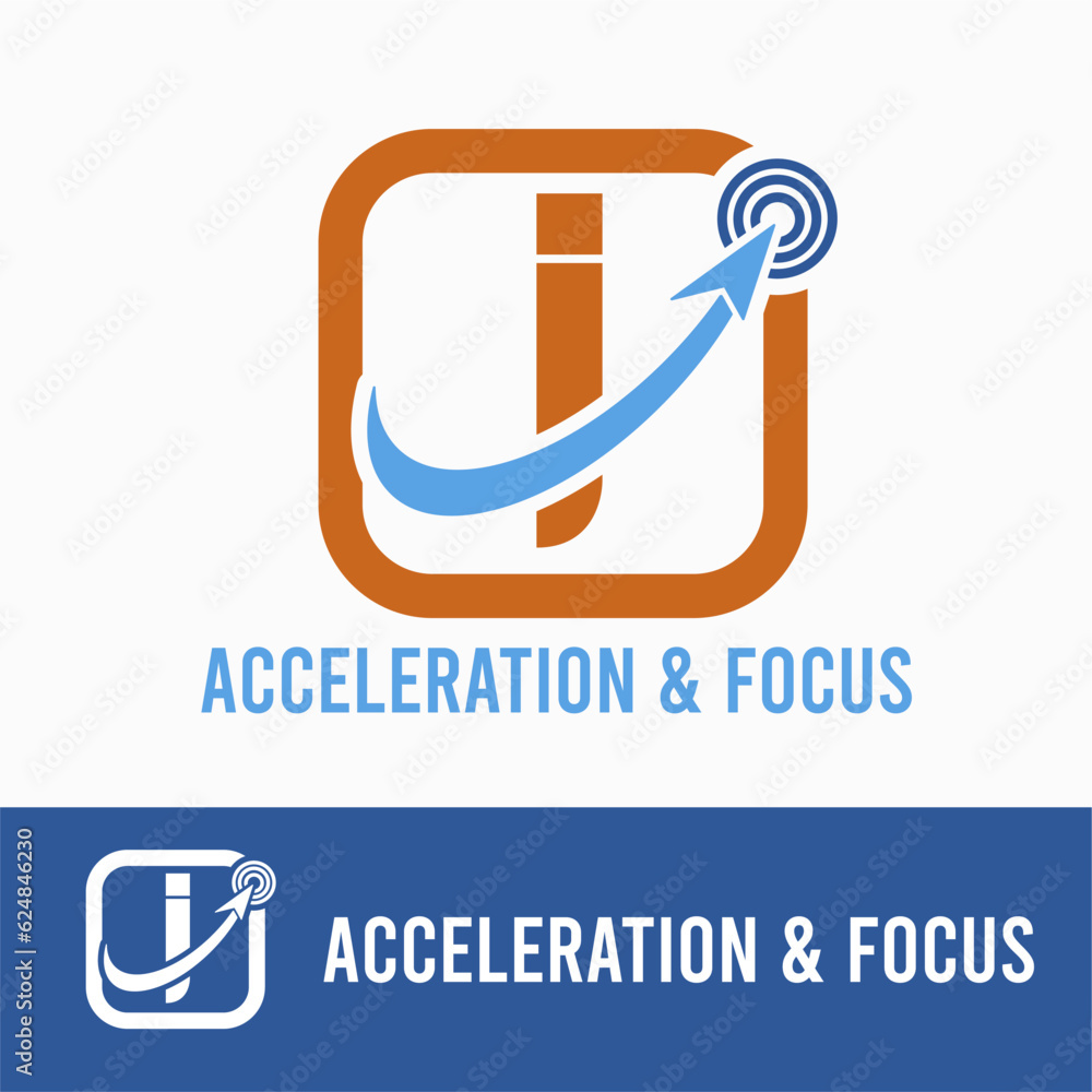 Initial I Letter with arrow upward and focus for accelerated ...