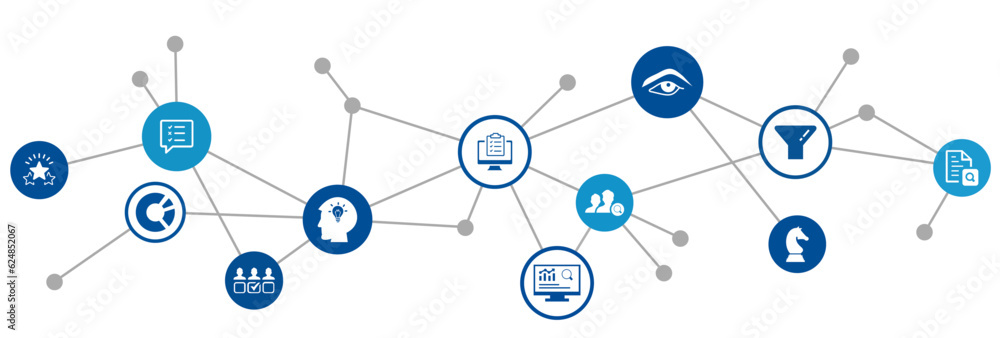 Assessment vector illustration. Blue concept with icons related to hr ...