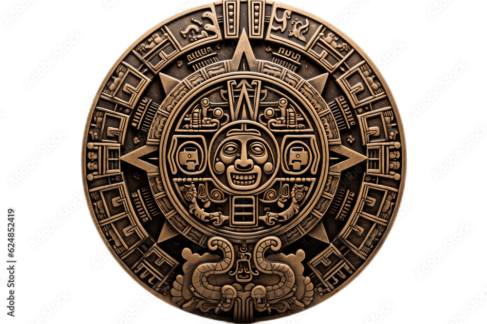 Mayan Calendar Showcasing Intricate Symbol on Transparent Background ...