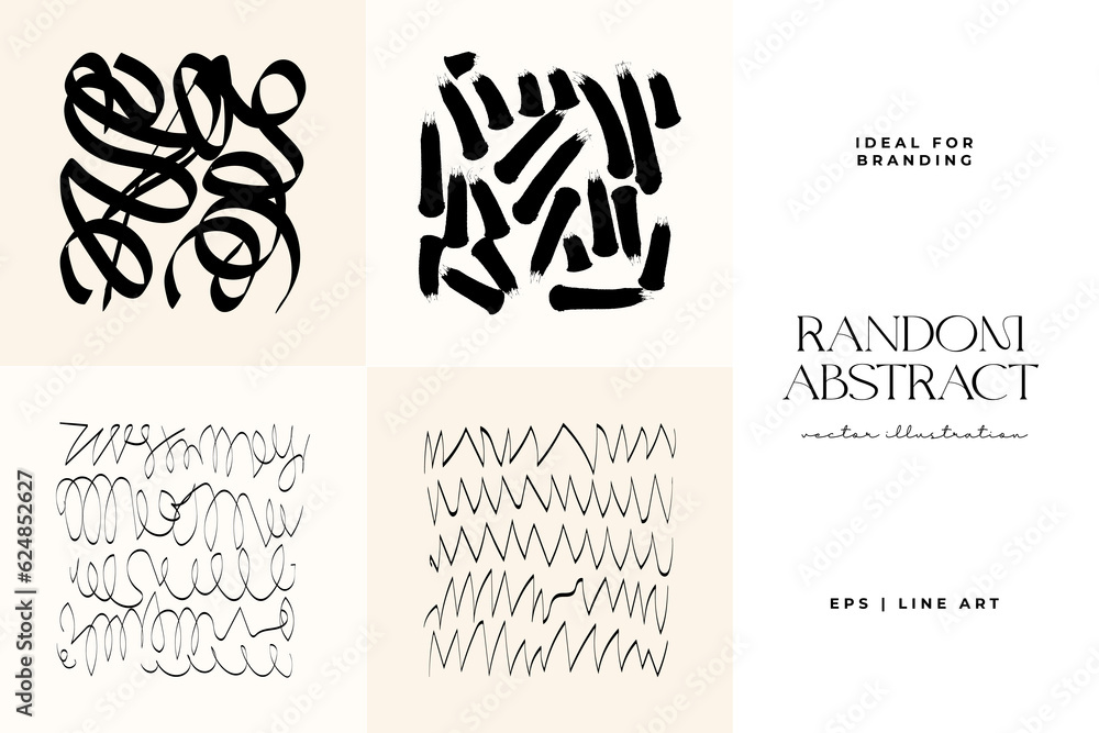 Hand drawn scribbles vector set. Doodle, ink brush shapes, random ...