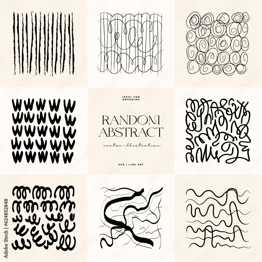 Hand drawn scribbles vector set. Doodle, ink brush shapes, random ...