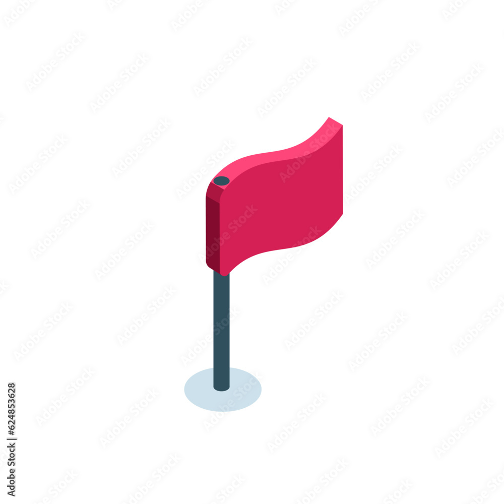 isometric flag icon in color on white background, business success or ...