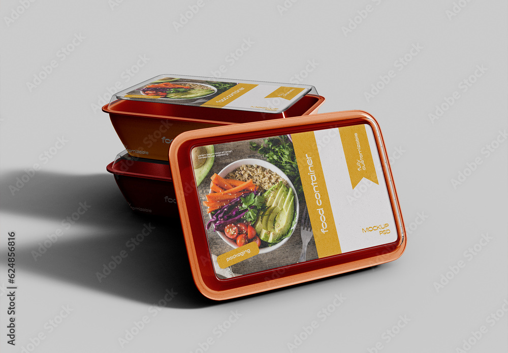 Stacked Food Container Mockup Stock Template | Adobe Stock