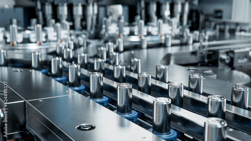 Battery Cells for Automotive Industry on Production Line. High Capacity ...