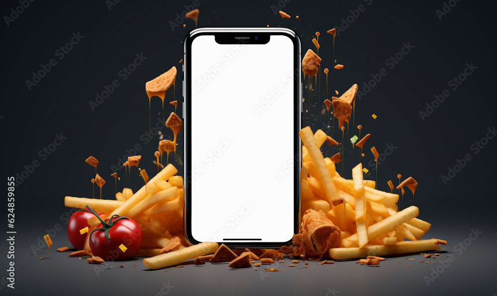 Smartphone mockup with fast food. Online food ordering app concept ...
