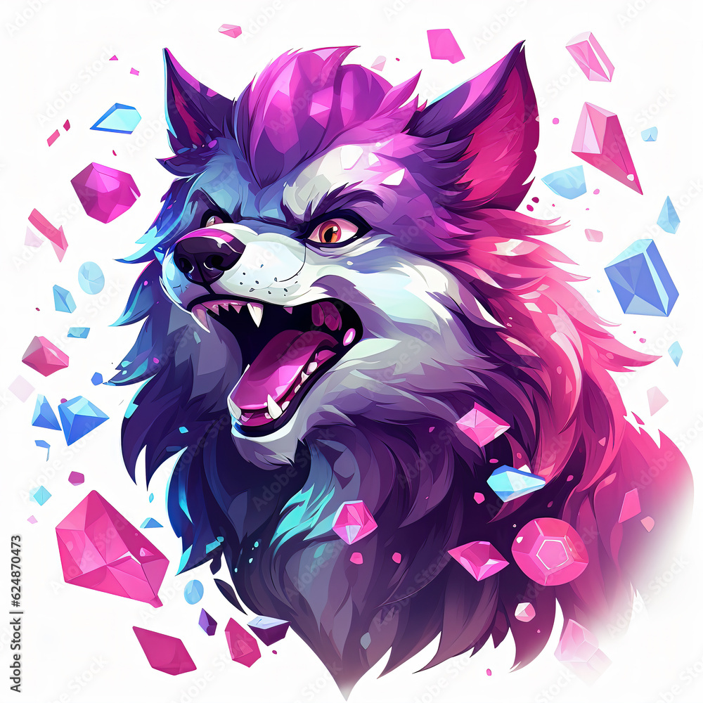 cute cartoon werewolf with confetti sprinkles, a low poly illustration ...