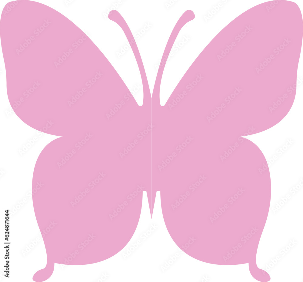 Pink Colored butterfly simple flat design isolated on transparent ...