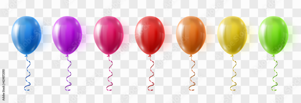Vector colorful balloons isolated on png background. Realistic festive ...