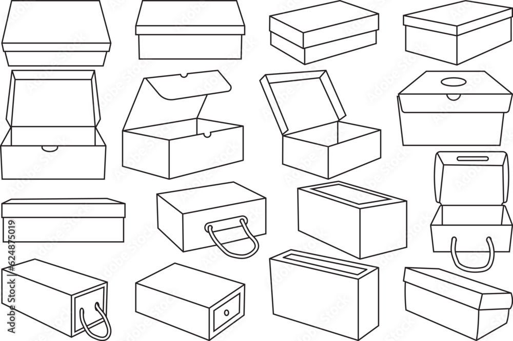 Shoe Box Outline Bundle,Clip Art Stock Vector | Adobe Stock