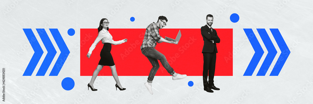 Creative 3d photo artwork graphics collage painting of purposeful team ...