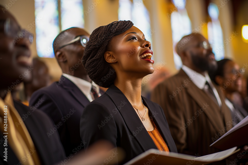 Group Of Christian Gospel Singers Praising Lord Jesus Christ. Song ...