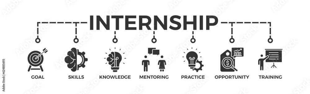 Internship banner web icon vector illustration concept with icon of ...
