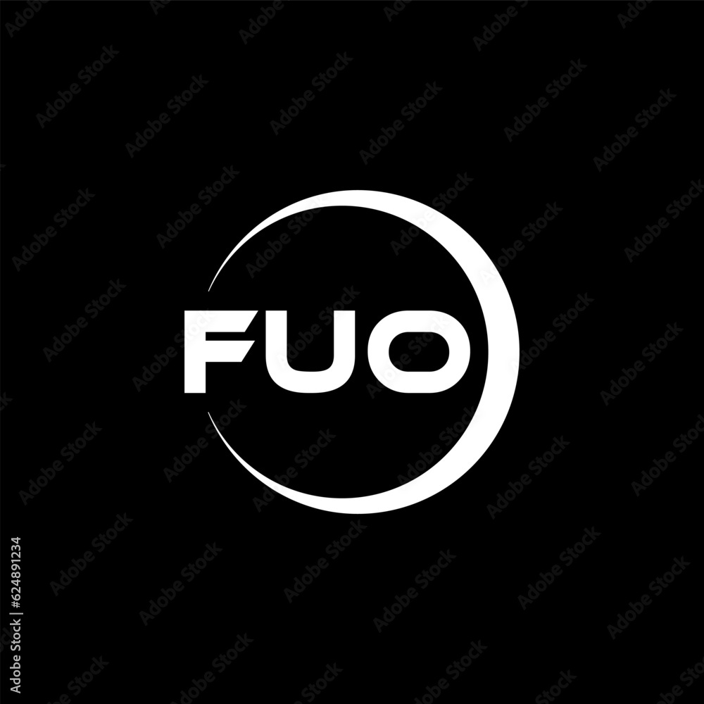 FUO letter logo design with black background in illustrator, cube logo ...