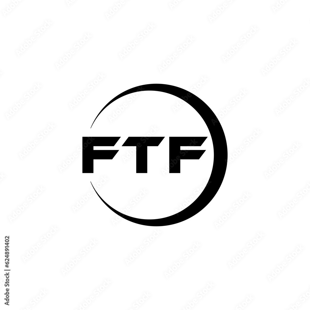 FTF letter logo design with white background in illustrator, cube logo ...