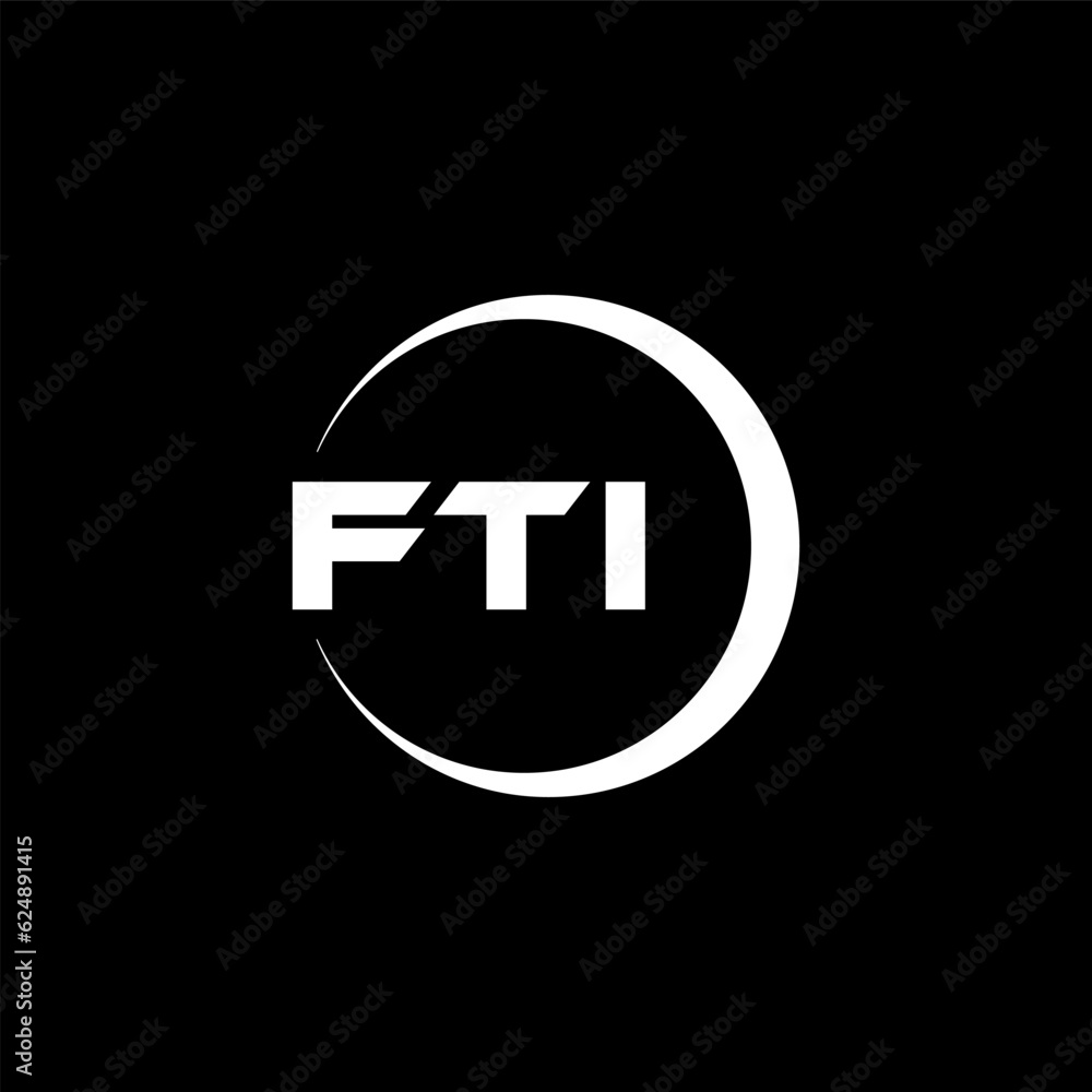 FTI letter logo design with black background in illustrator, cube logo ...