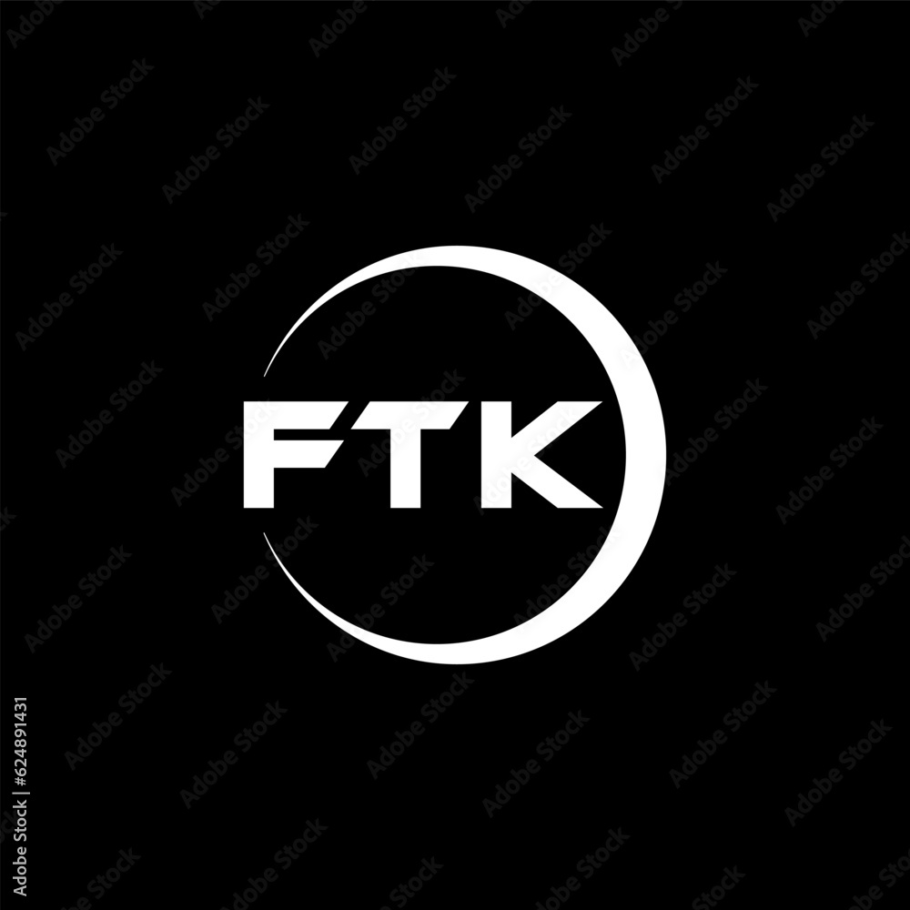 Vecteur Stock FTK letter logo design with black background in ...