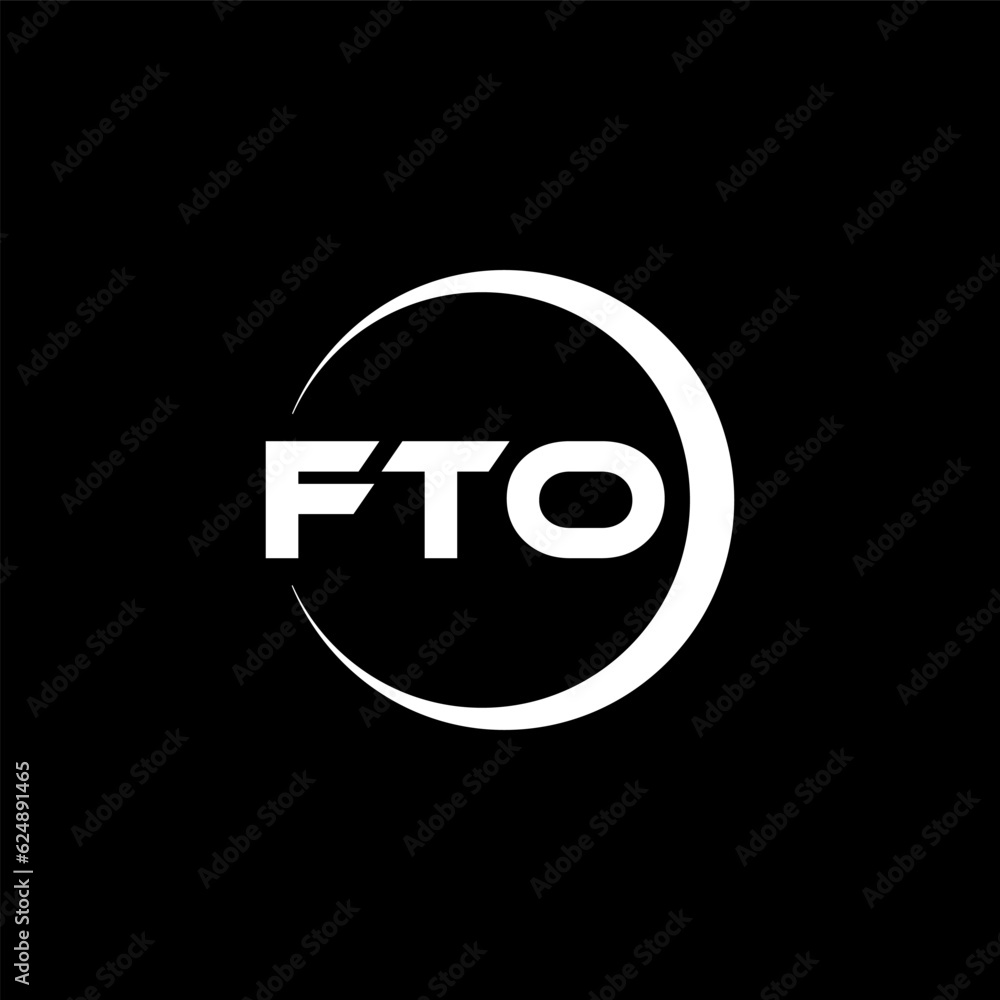 Vettoriale Stock FTO letter logo design with black background in ...