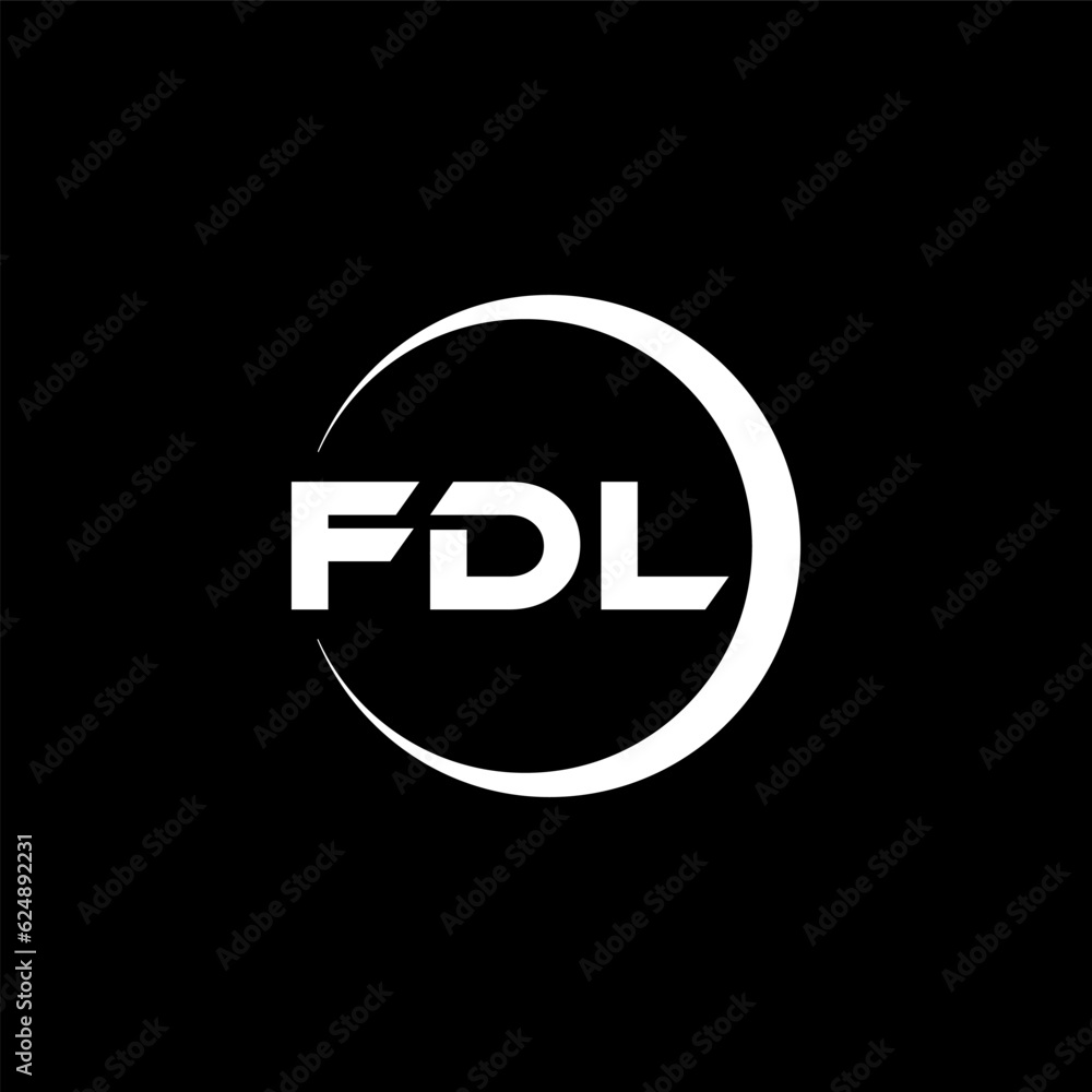FDL letter logo design with black background in illustrator, cube logo ...