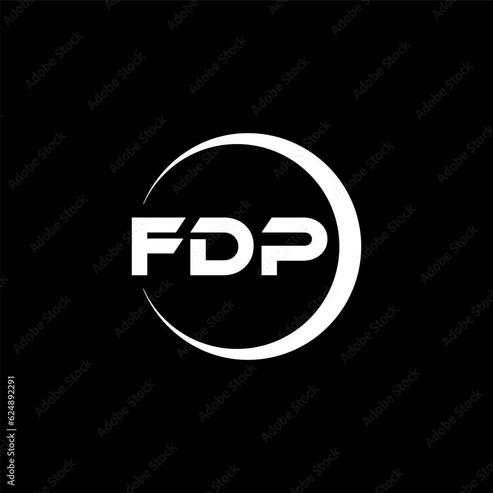 FDP letter logo design with black background in illustrator, cube logo ...