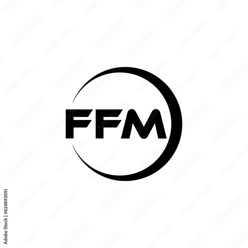 FFM letter logo design with white background in illustrator, cube logo ...