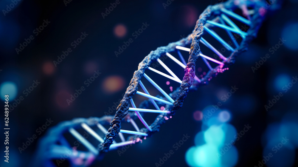 helical structure of a dna strand with blurred background Stock ...